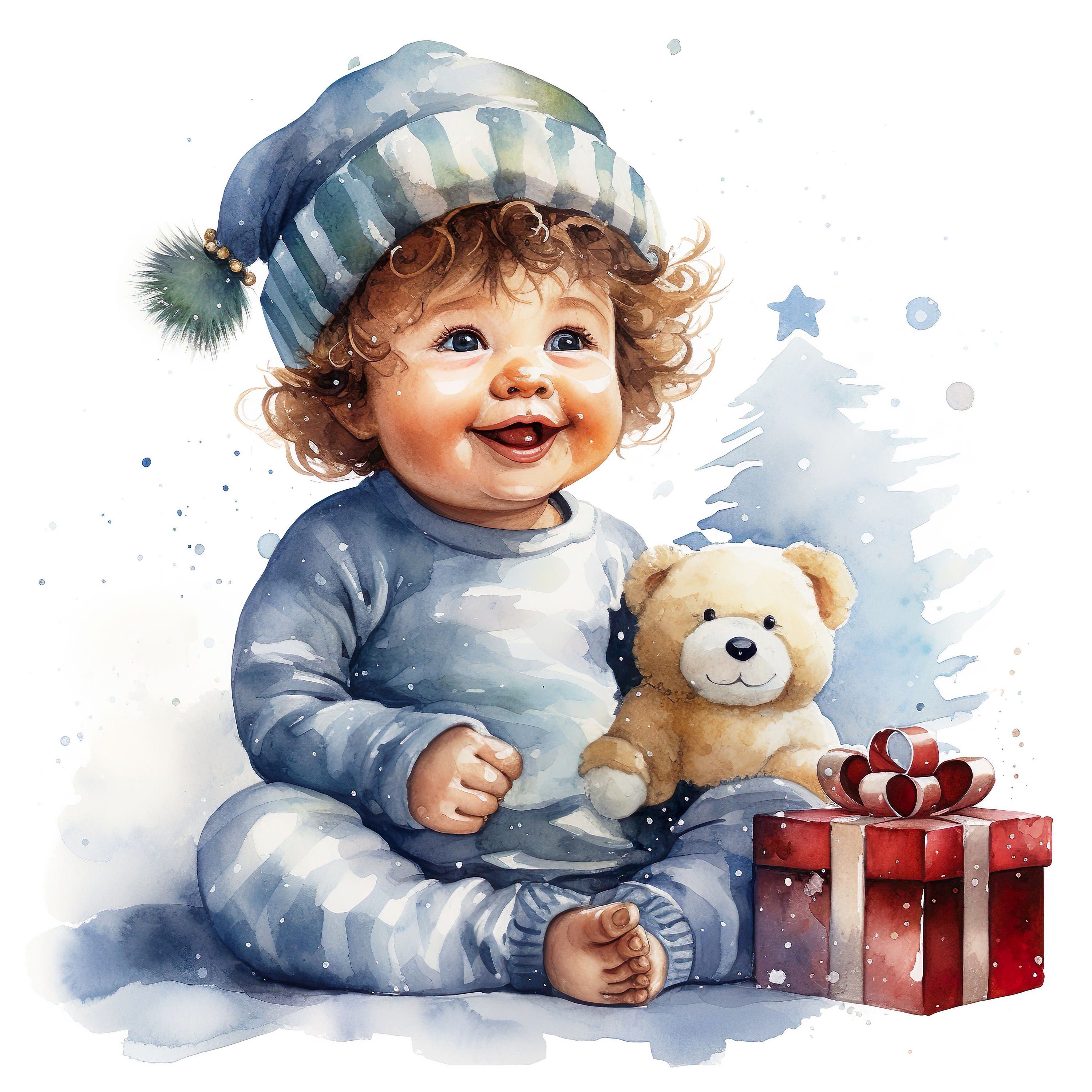 18 JPG Christmas Baby, Watercolor Baby Girl, Watercolour Christmas ...