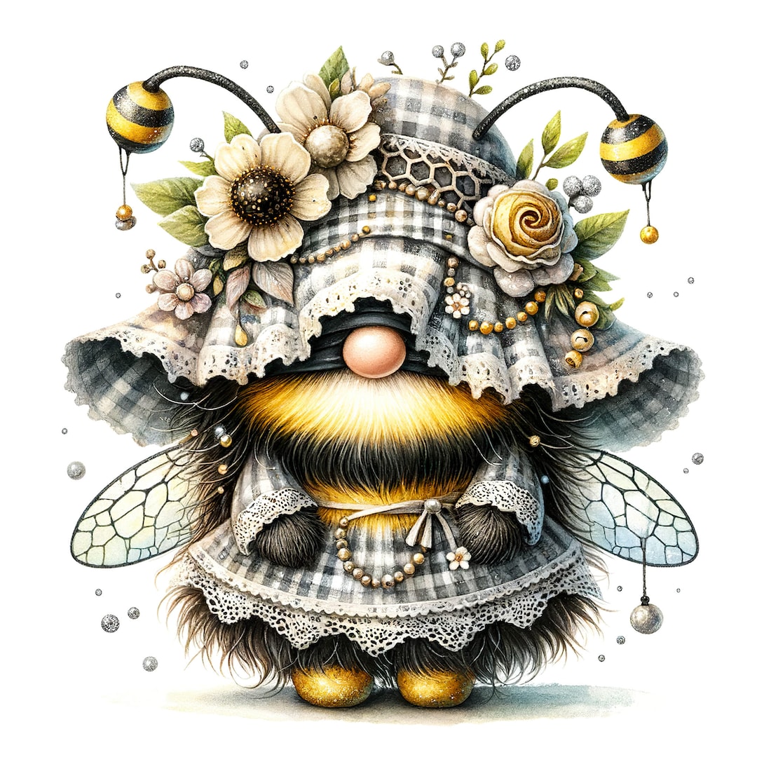 31 JPG Watercolor Honey Bee Gnome, Spring Clipart, Watercolour Clipart ...