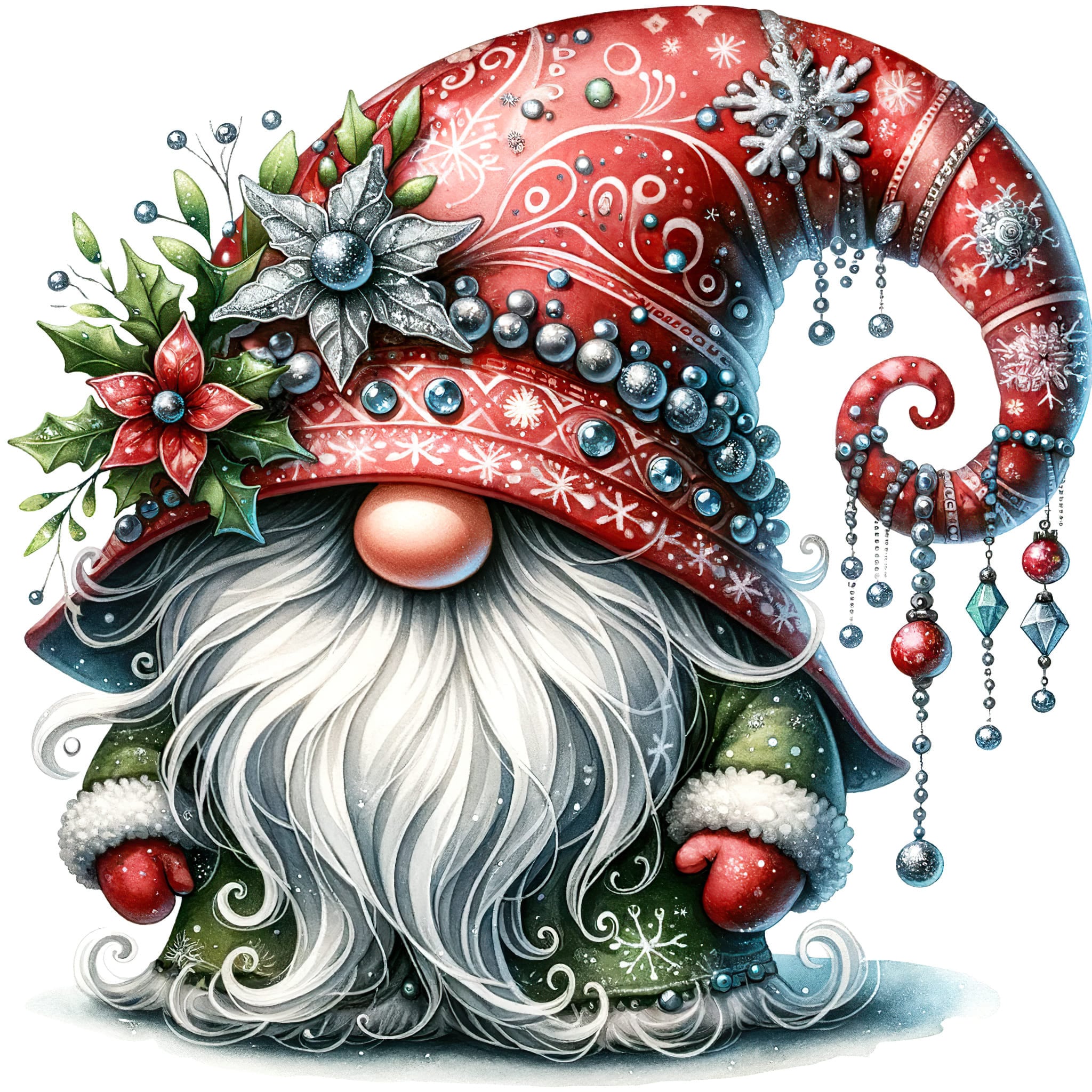 24 JPG Watercolor Christmas Gnome Clipart, Watercolour Christmas ...