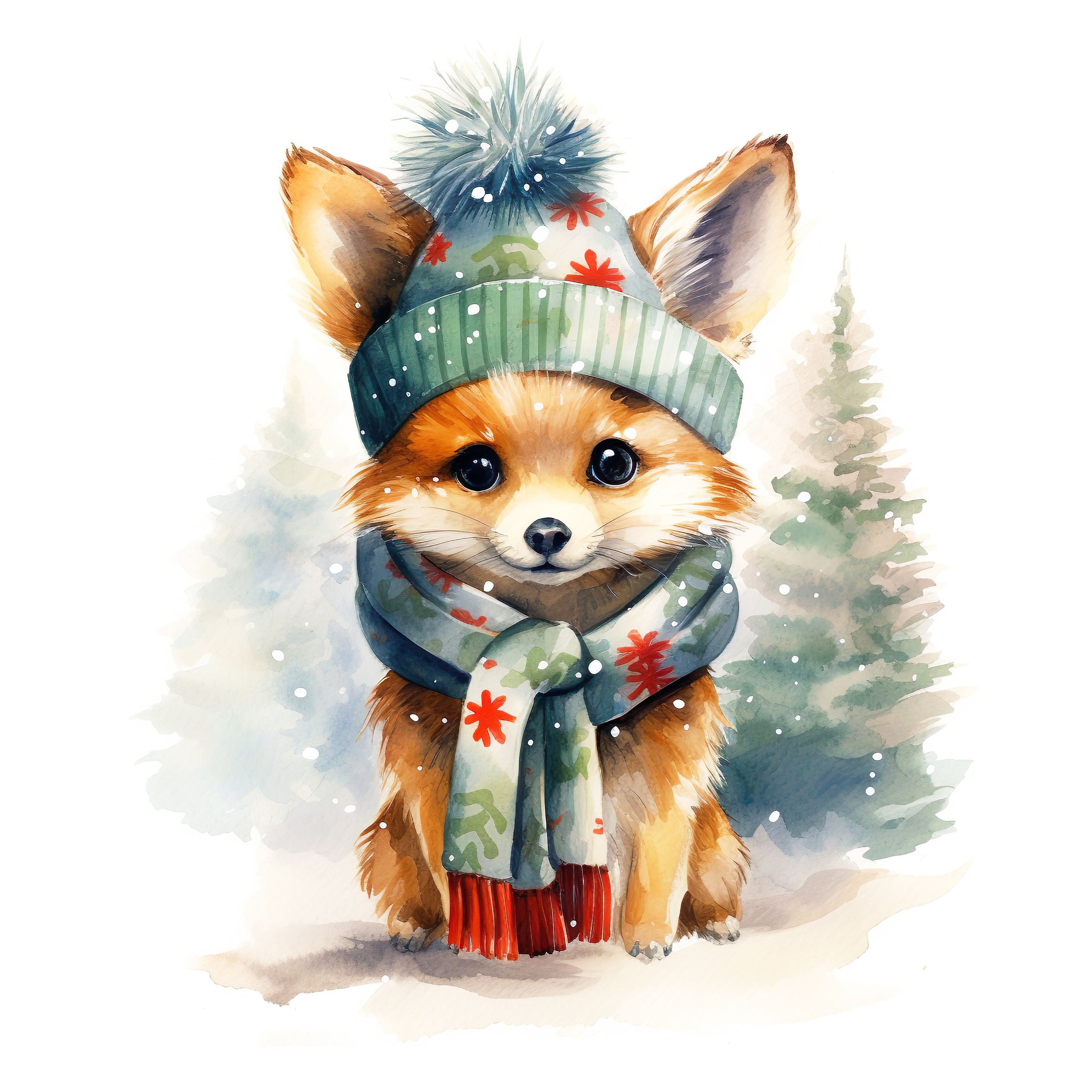 15 JPG Christmas Fox Watercolor Animals Watercolour - Etsy