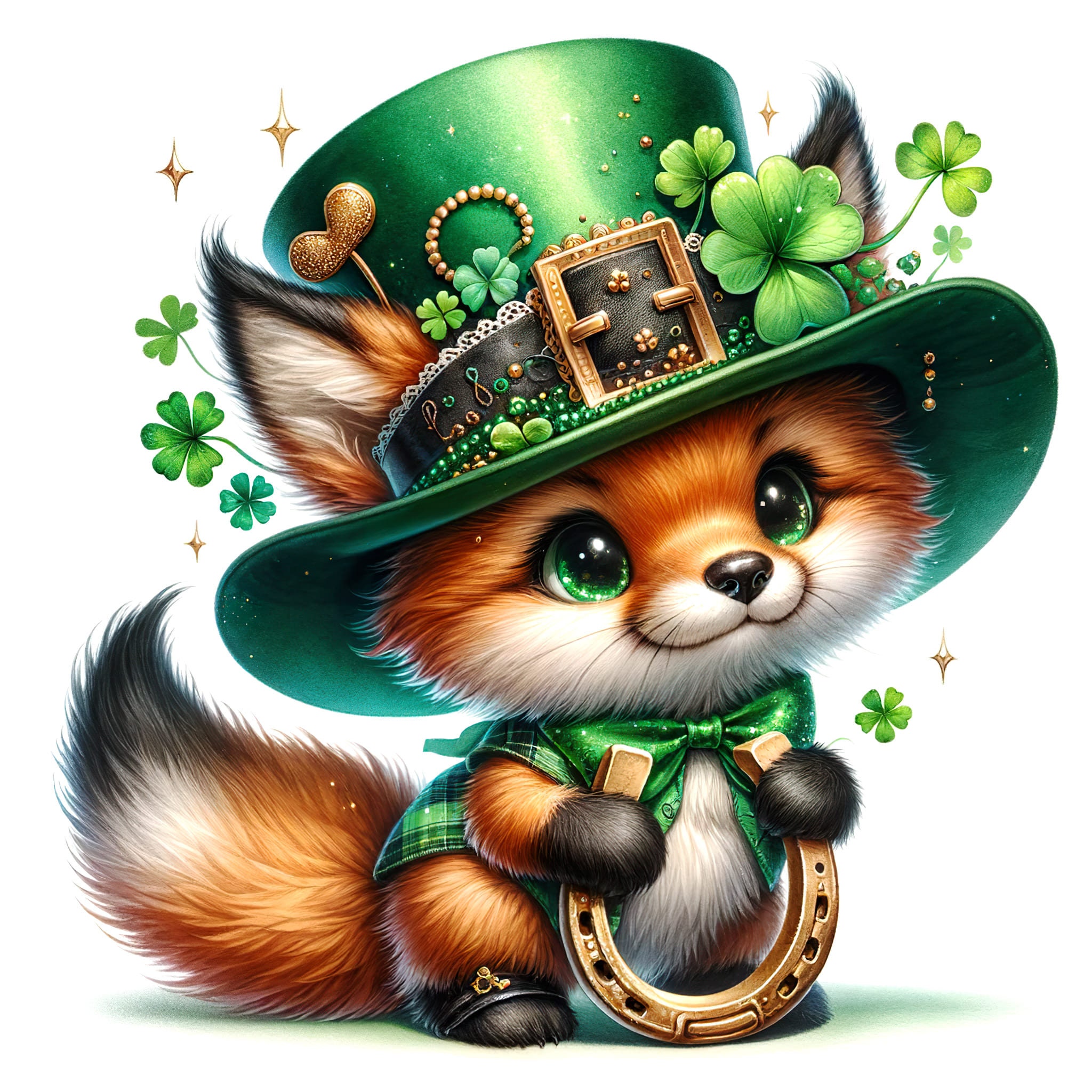 19 JPG Watercolor St. Patrick's Day Fox, Watercolor Animal, Woodland ...