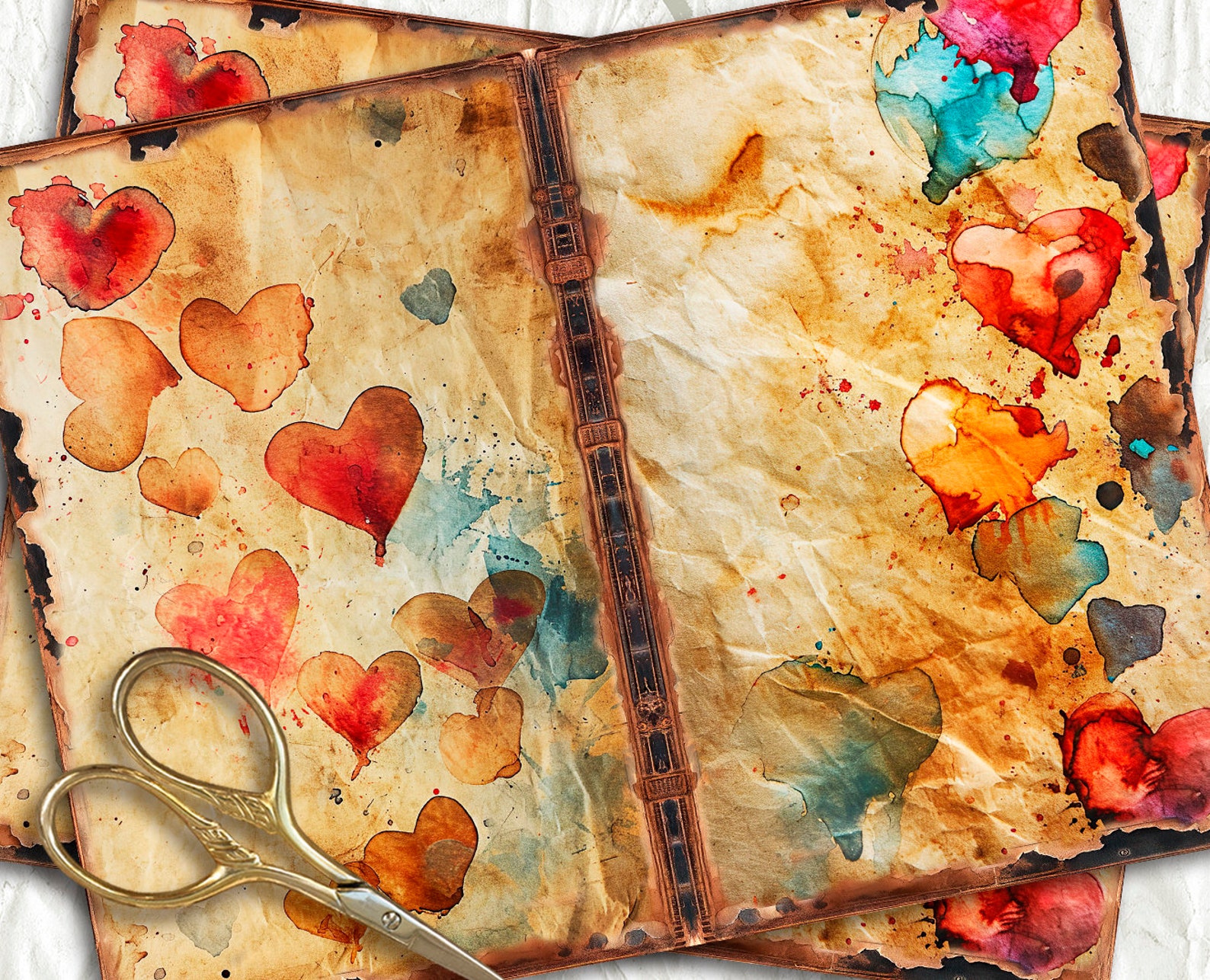 Junk Journal Digital, Hearts and Roses, Valentines Clipart, Scrapbook ...