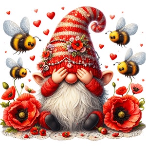 14 PNG Watercolor Poppy Gnome, Garden Gnome, Spring Gnome, Summer Gnome ...