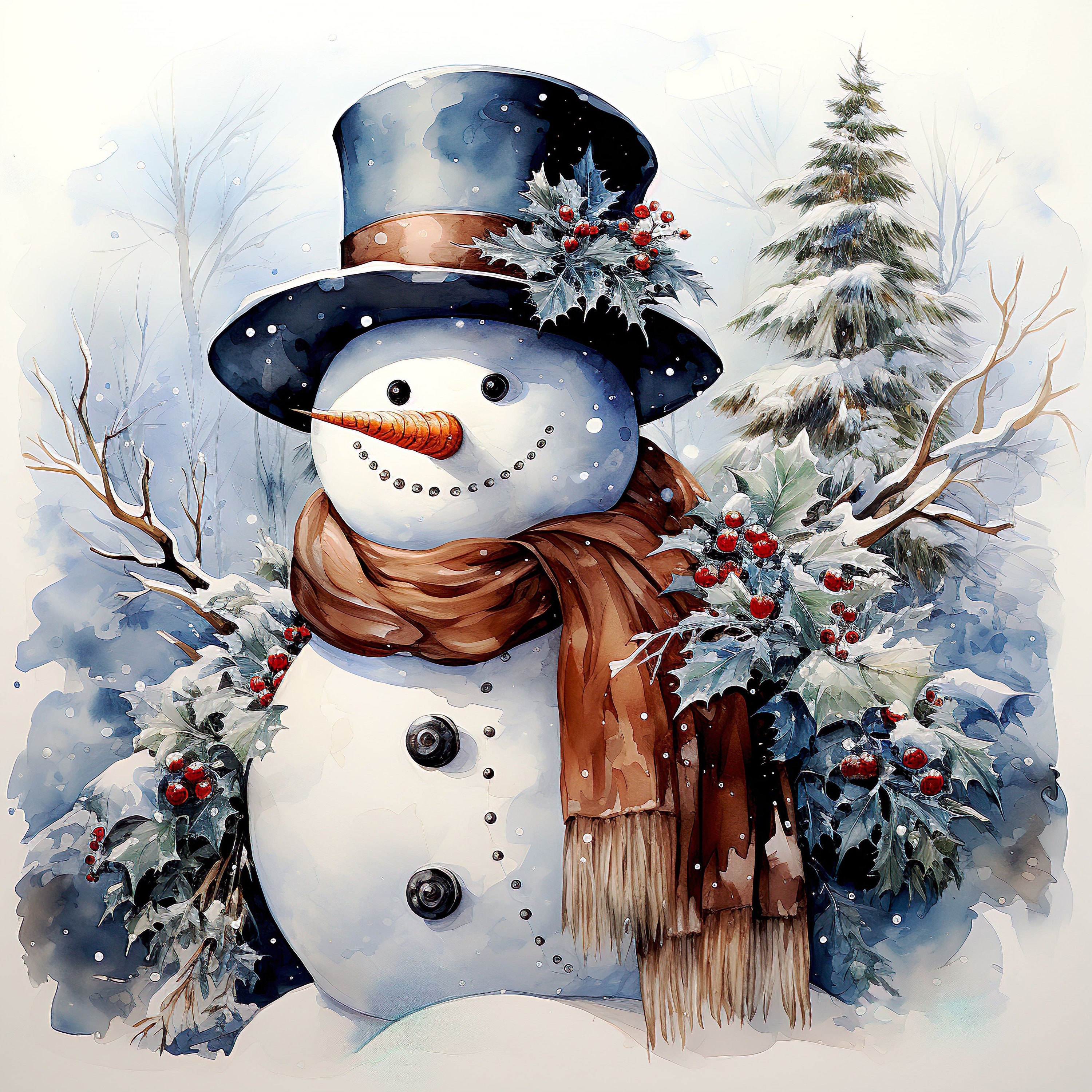 15 JPG Snowman Watercolour Christmas Clipart Watercolor - Etsy Canada