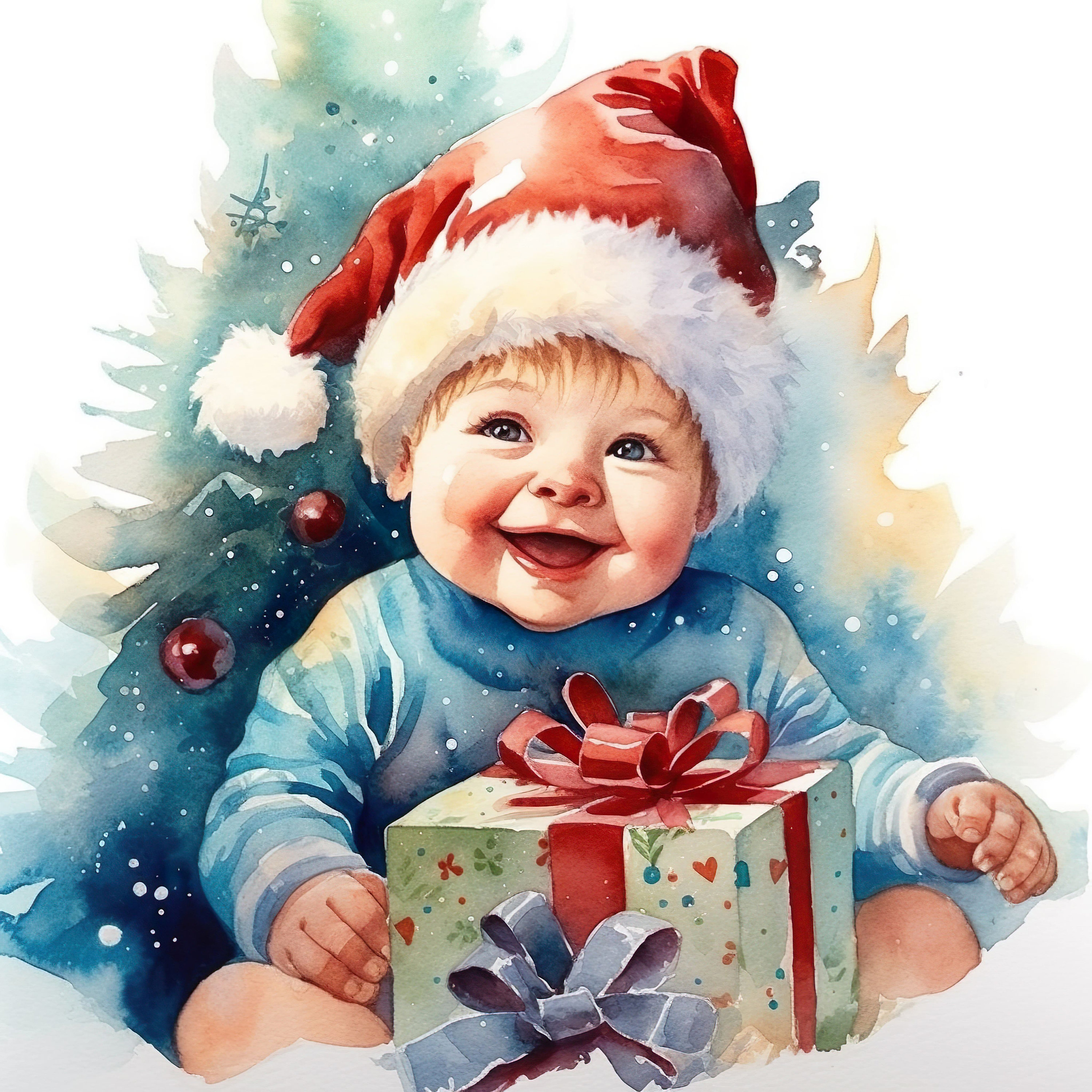 18 JPG Christmas Baby, Watercolor Baby Girl, Watercolour Christmas ...