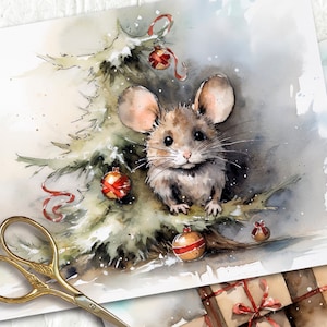 25 Junk Journal Digital, Christmas Mouse, Woodland Animals, Scrapbook ...