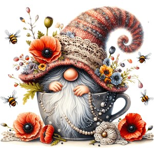 14 PNG Watercolor Poppy Gnome, Garden Gnome, Spring Gnome, Summer Gnome ...