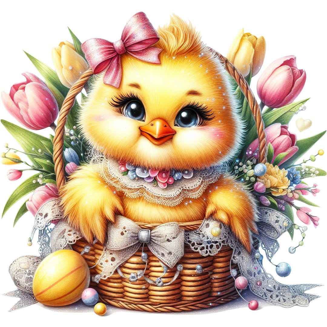 12 PNG Watercolor Easter Chicken, Easter Clipart, Easter Egg Clipart ...