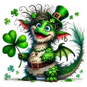 Quirky St. Patricks Day Dragon, 27 JPG Cute Animal Printable, Quirky ...
