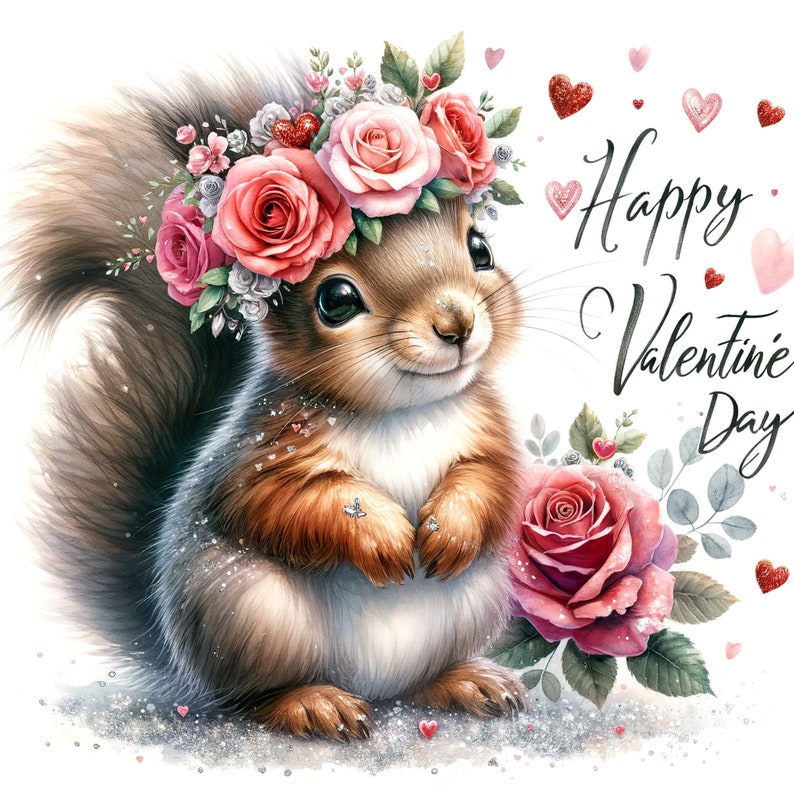 14 JPG Watercolor Animal Clipart, Squirrel, Hedgehog, Cow, Spring ...