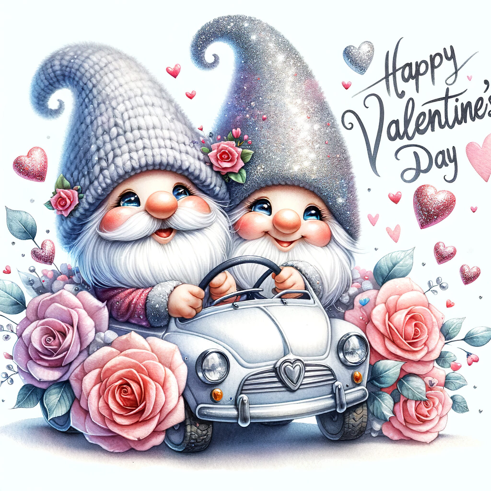 12 JPG Watercolor Valentines Gnome Clipart, Spring Clipart, Watercolour ...
