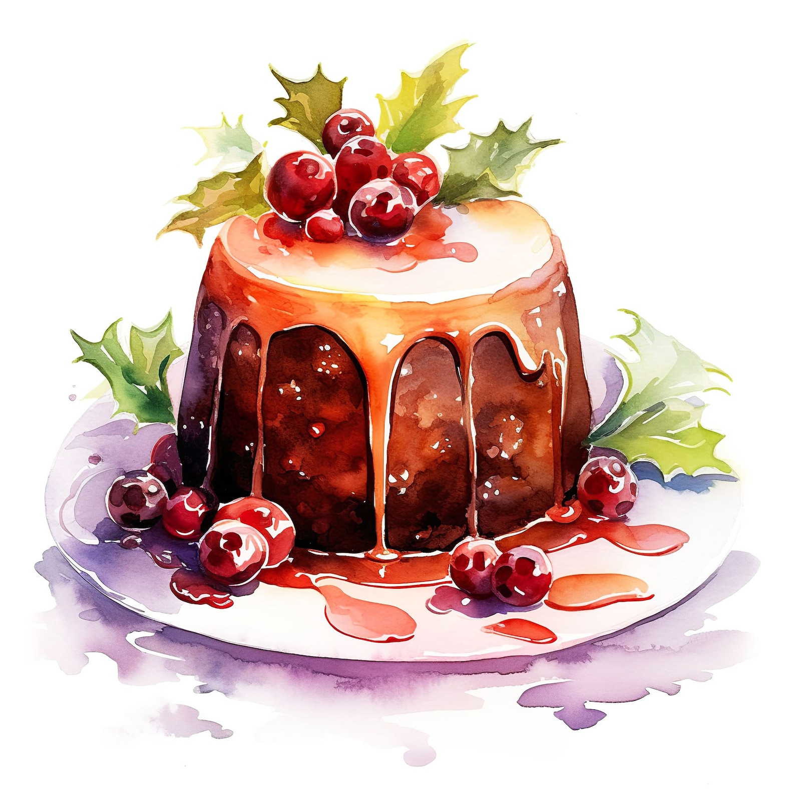 13 JPG Christmas Pudding, Watercolour Christmas Clipart, Christmas ...