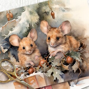 25 Junk Journal Digital, Christmas Mouse, Woodland Animals, Scrapbook ...
