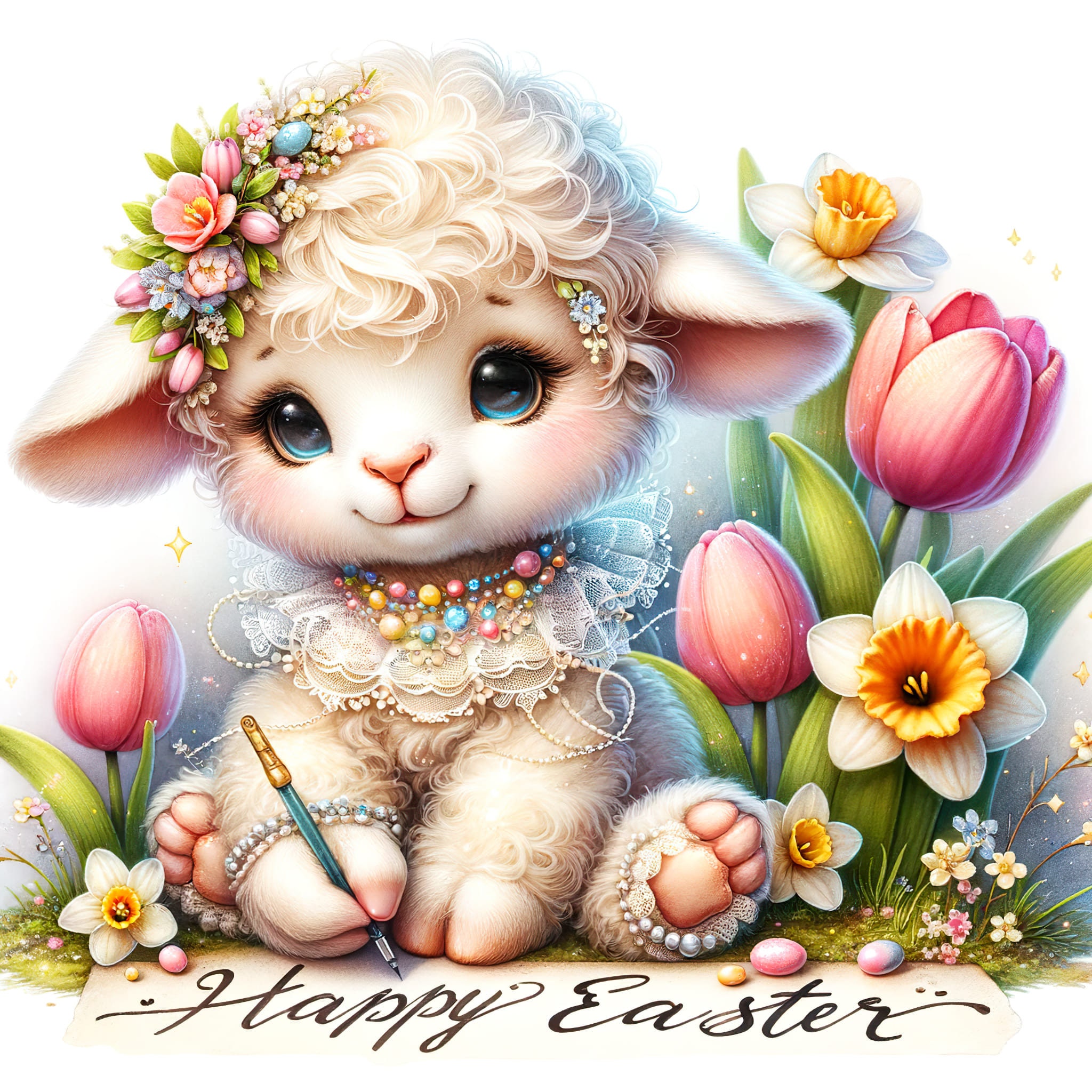 17 JPG Watercolor Easter Lamb, Easter Clipart, Easter Egg Clipart ...