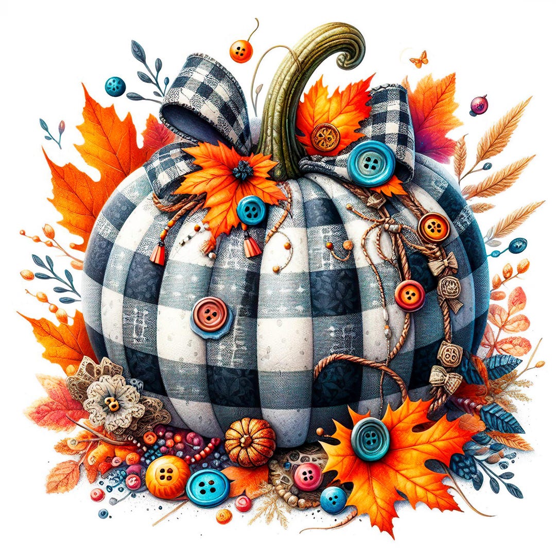 16 JPG Watercolor Pumpkin Clipart, Fall Harvest Illustration, Rustic ...