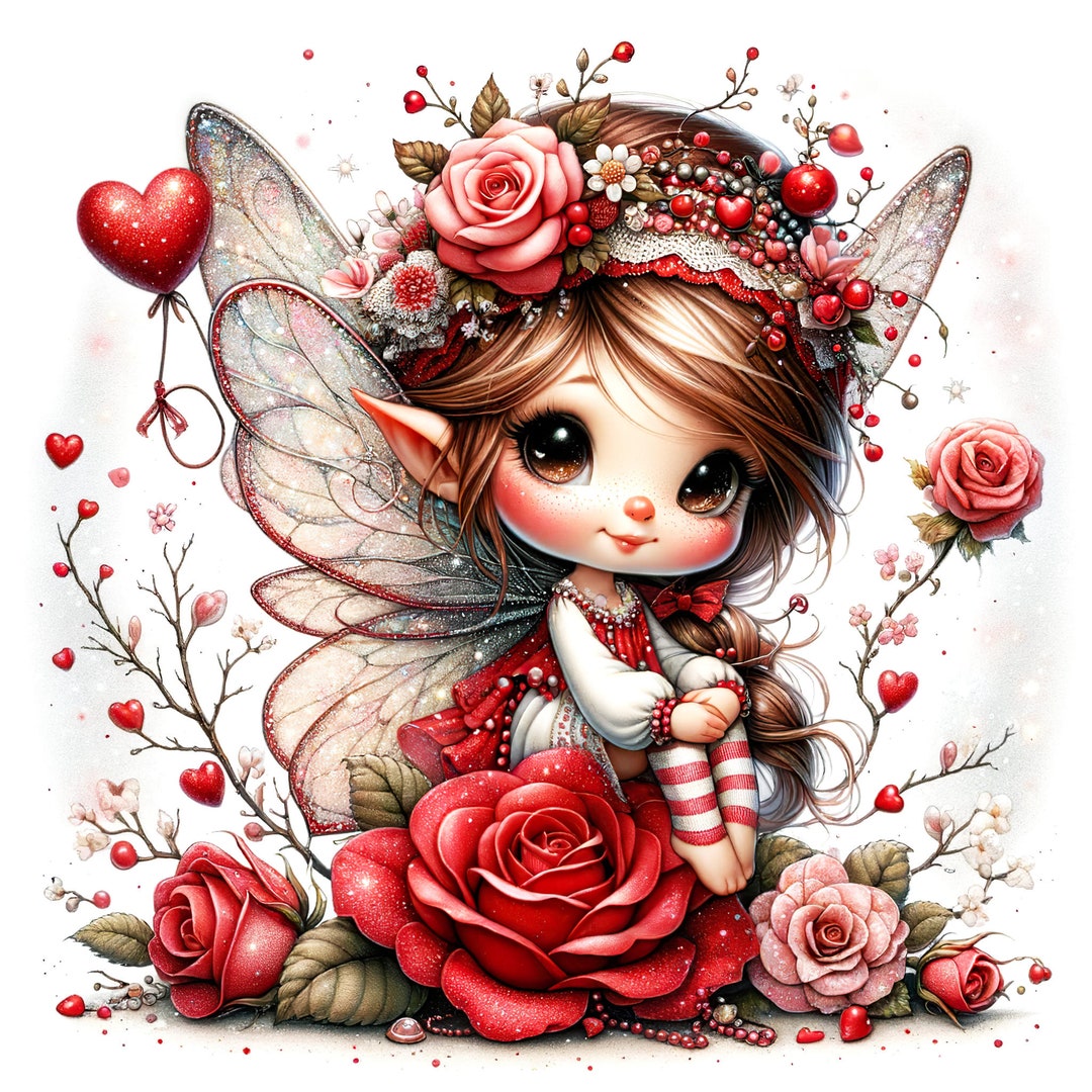 15 JPG Watercolor Valentines Fairy Clipart, Spring Clipart, Fairy ...