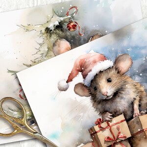 25 Junk Journal Digital, Christmas Mouse, Woodland Animals, Scrapbook ...