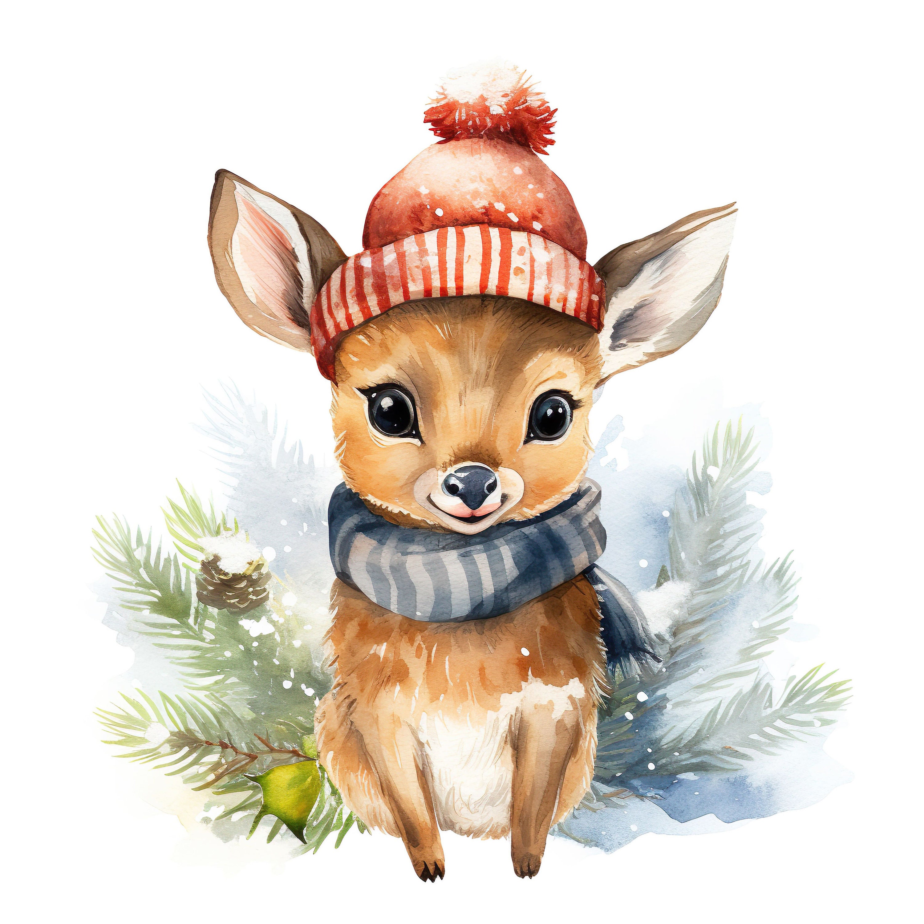 22 JPG Christmas Deer, Watercolor Animals, Watercolour Christmas ...