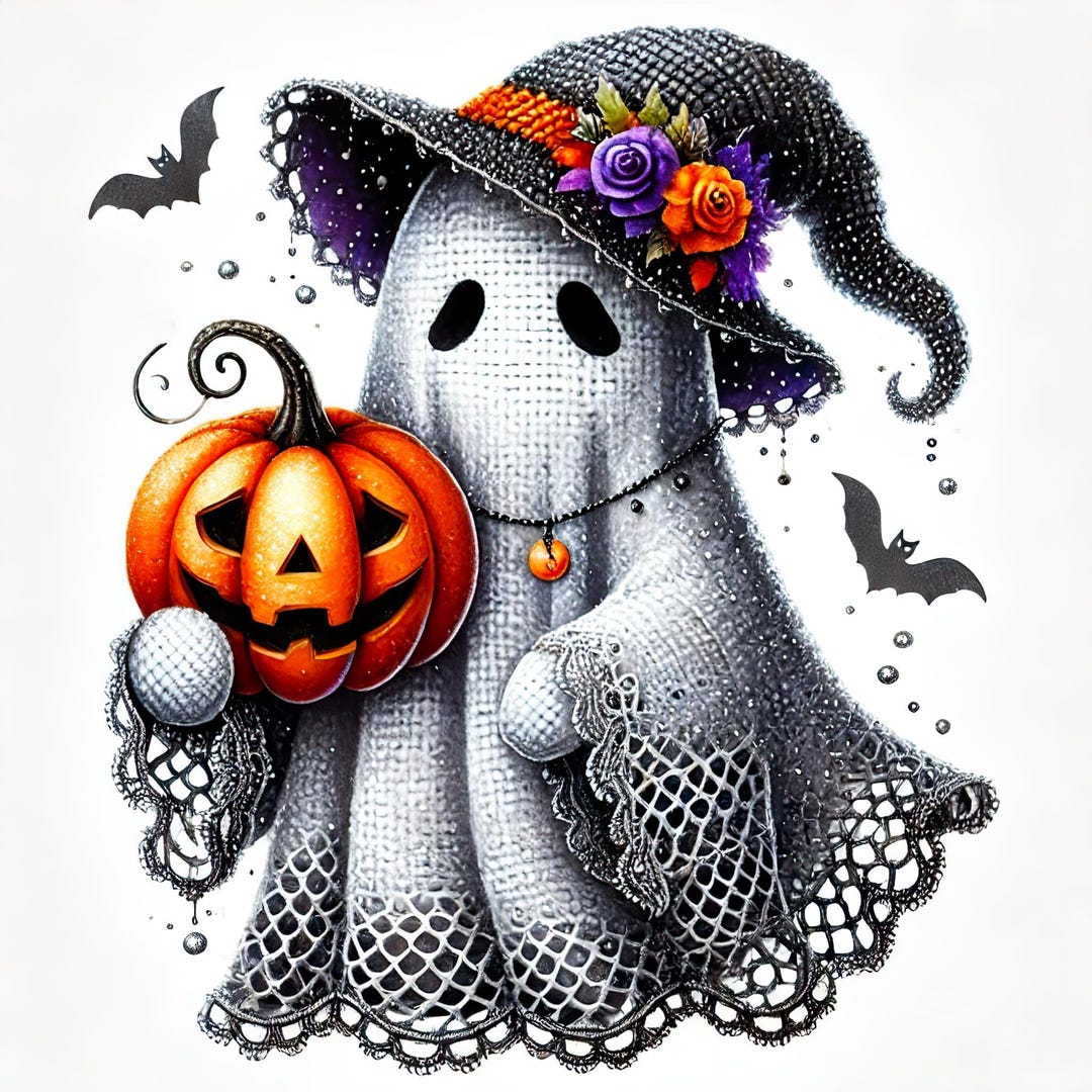 39 JPG Watercolor Halloween Ghost, Halloween Clipart, Autumn Clipart ...