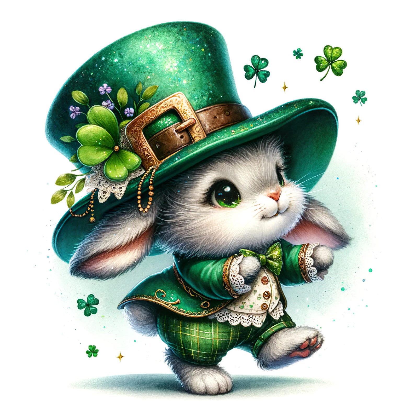 27 JPG Watercolor St. Patrick's Day Bunny , Watercolor Animal, Woodland ...