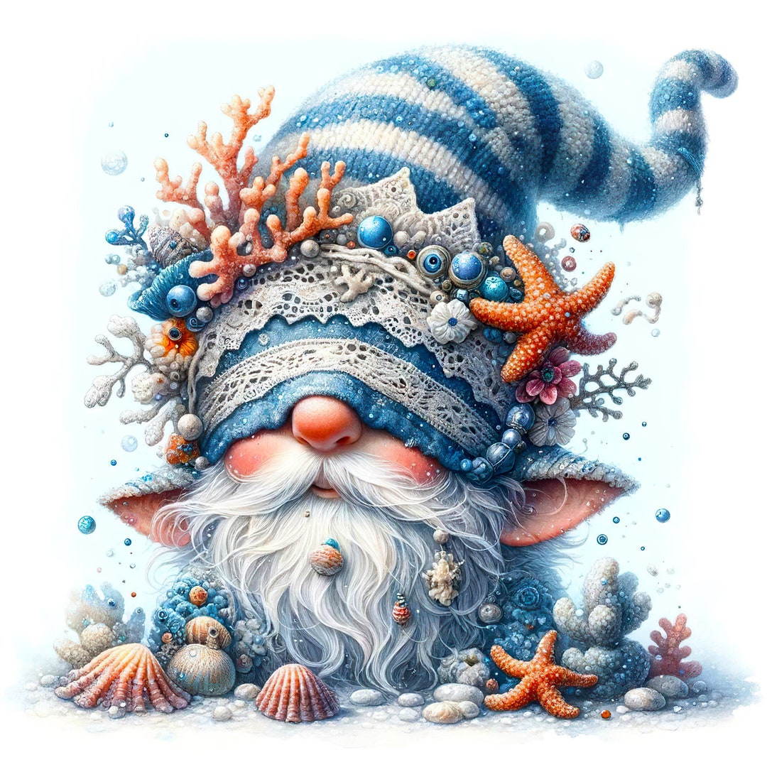 22 JPG Watercolor Sea Gnome, Funny Gnome, Summer Gnome, Elf Clipart ...