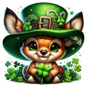 20 JPG Watercolor St. Patrick's Day Deer, Watercolor Animal, Woodland ...