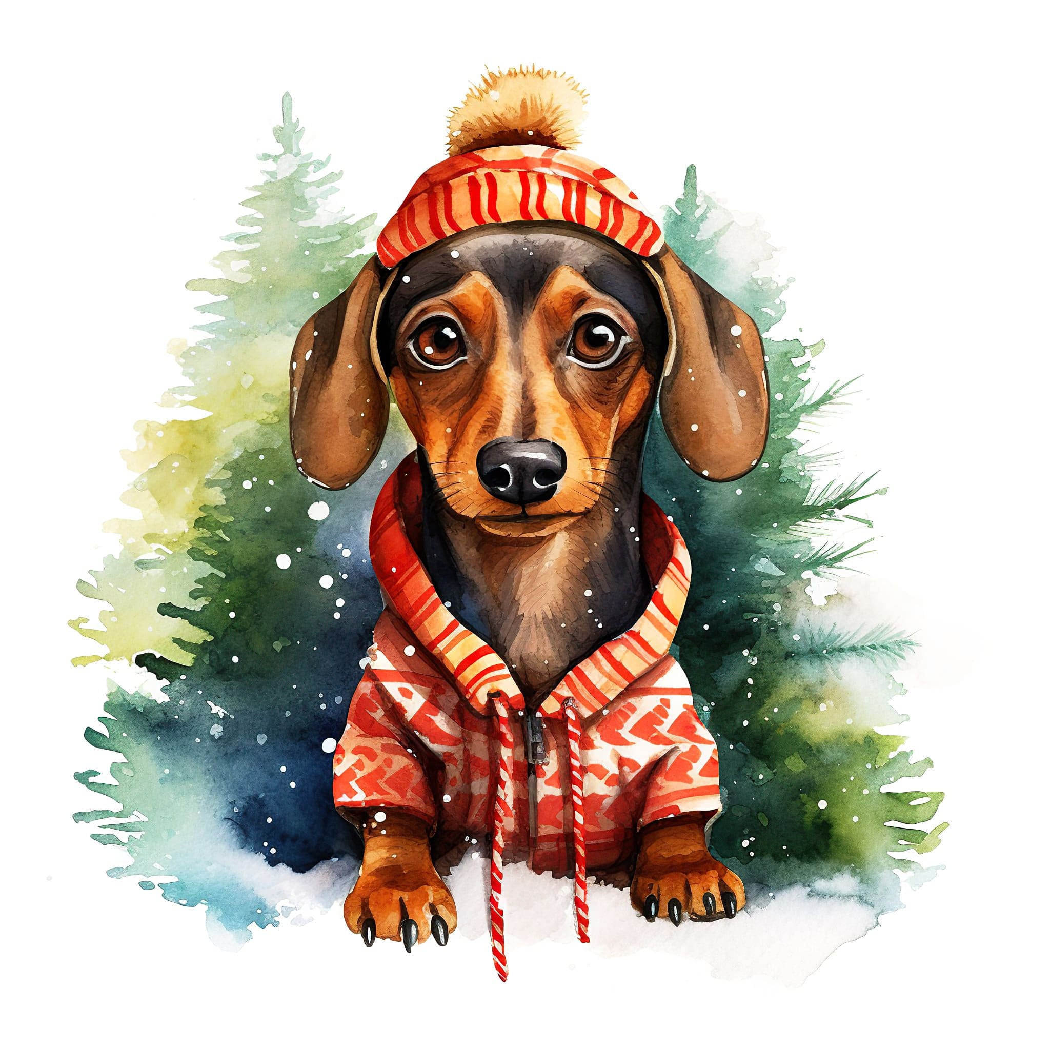 18 JPG Christmas Dachshund Watercolour Christmas Clipart - Etsy