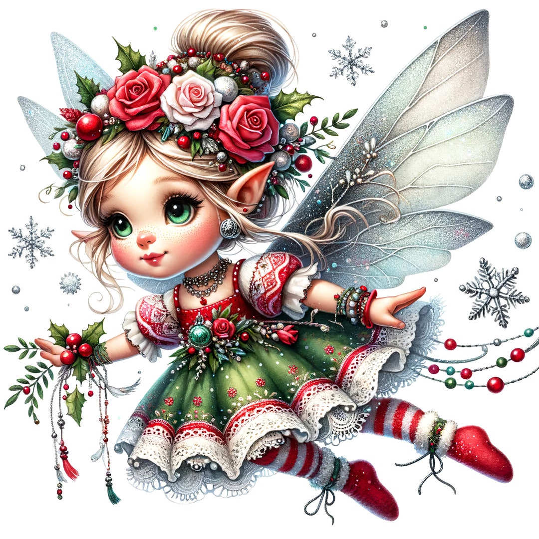 15 JPG Christmas Fairy, Watercolour Christmas Clipart, Fairy Clipart ...