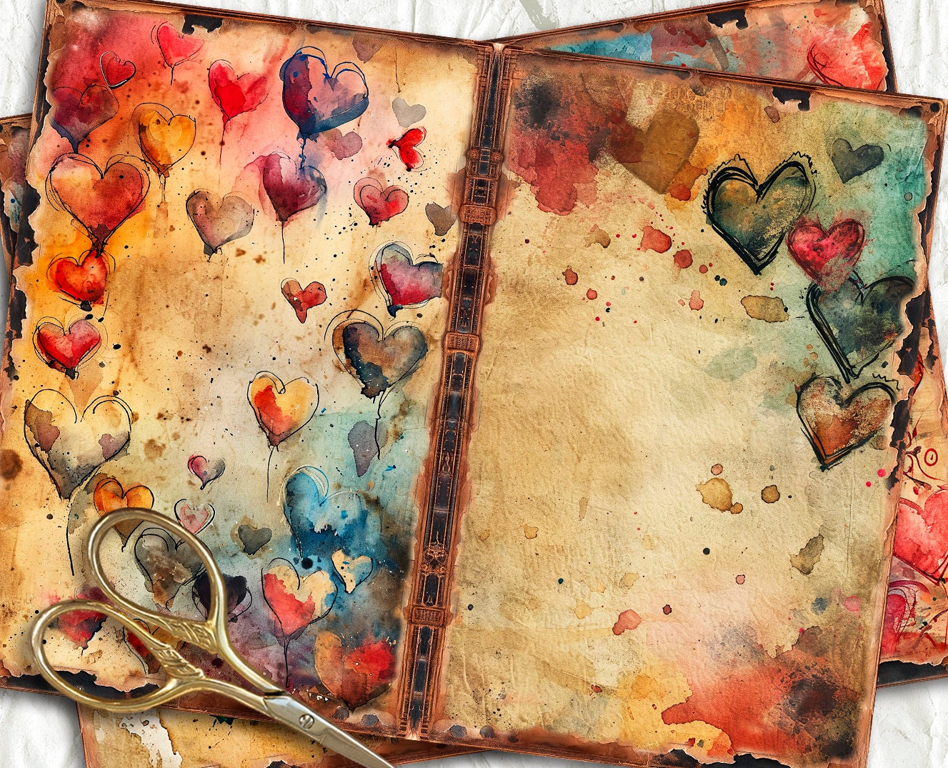 Junk Journal Digital, Hearts and Roses, Valentines Clipart, Scrapbook ...