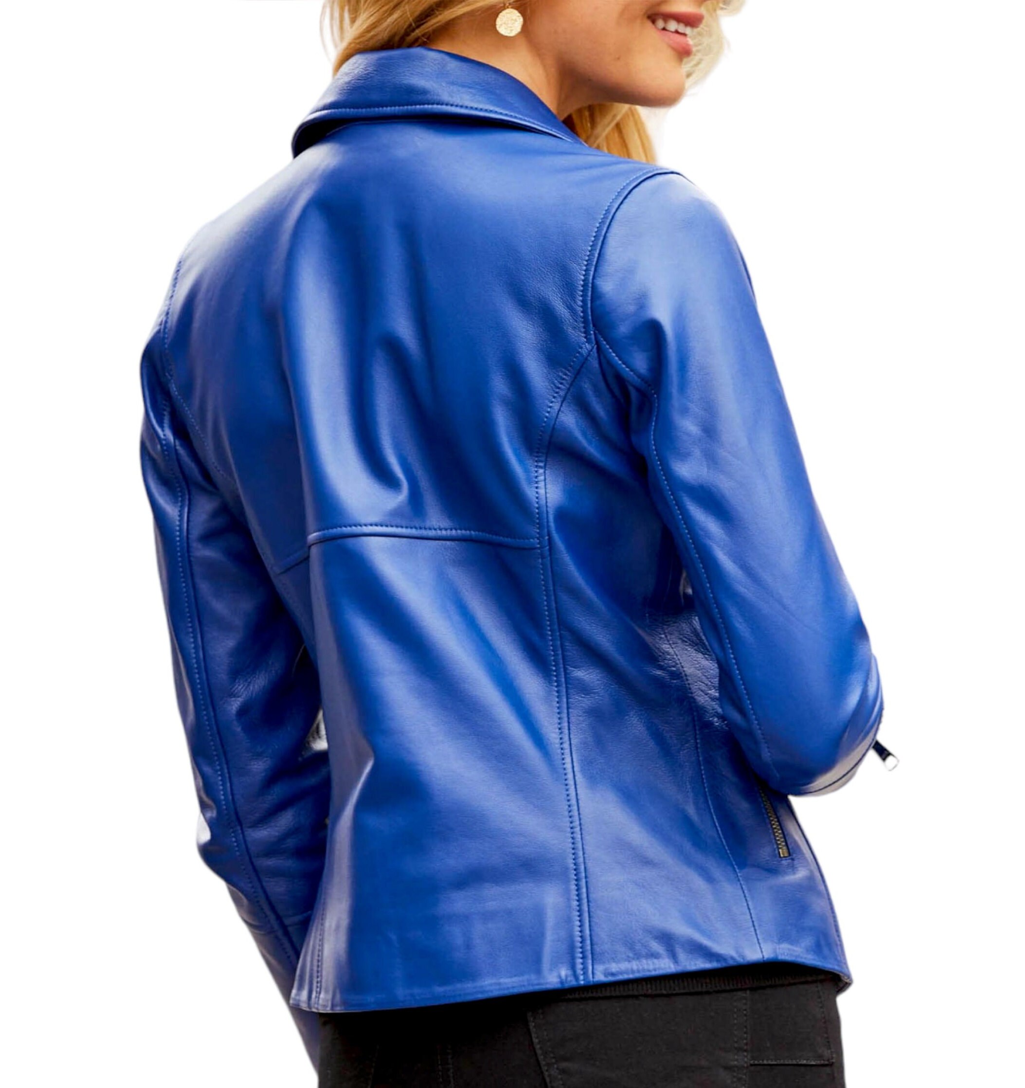New Royal Blue Leather Jacket for Women Women's Stylish - Etsy