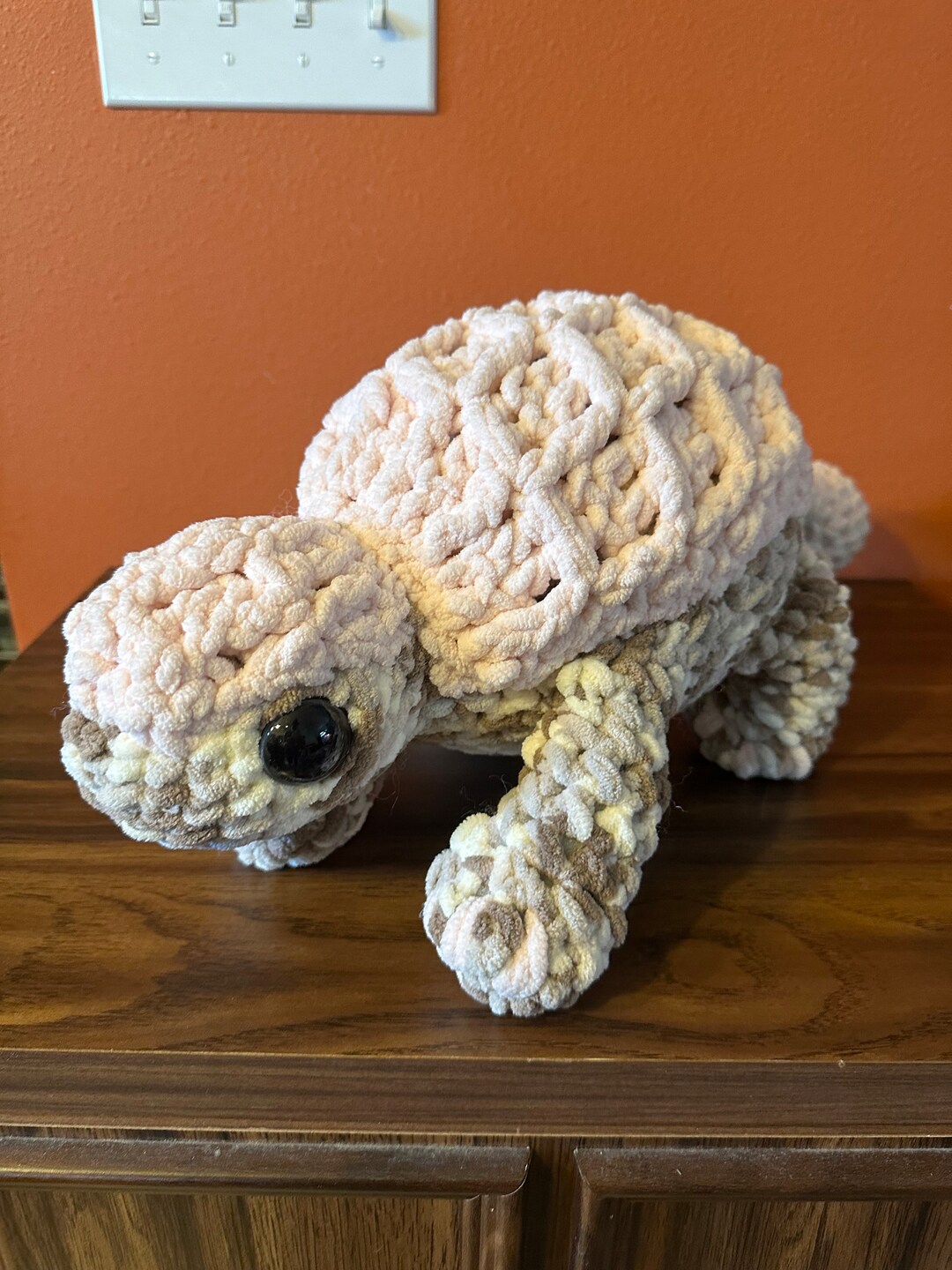 Handmade Crocheted Pink and Tan Ankylosaurus - Adorable Dino Companion ...