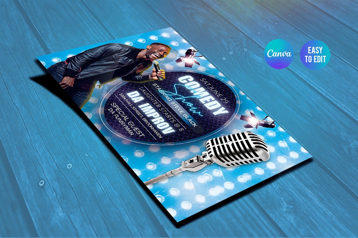 Comedy Show DIY Canva Flyer Premium DIY Canva Flyer Template Design ...