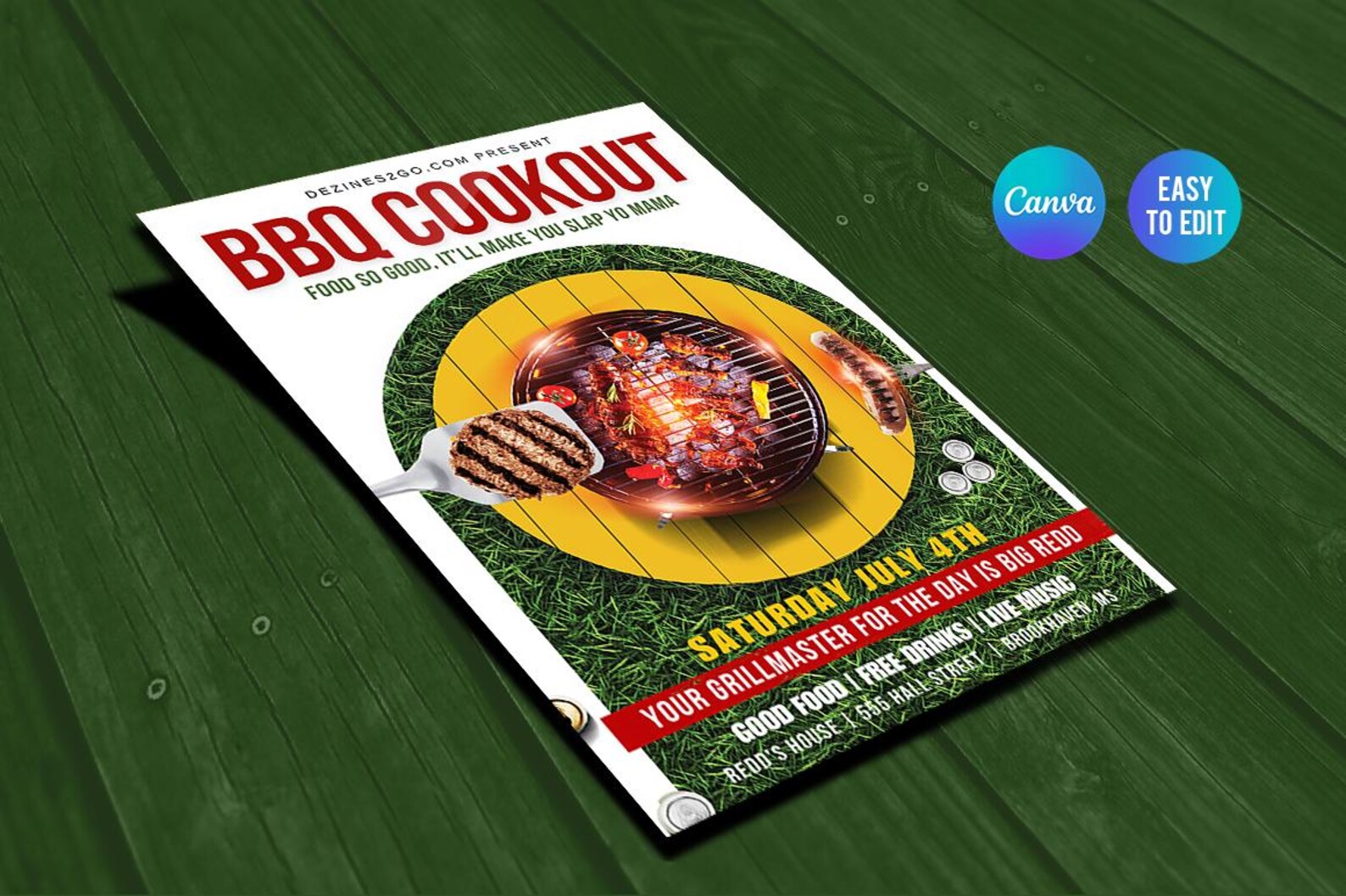 BBQ Cookout Flyer Template | Premium DIY Canva Design for Backyard ...