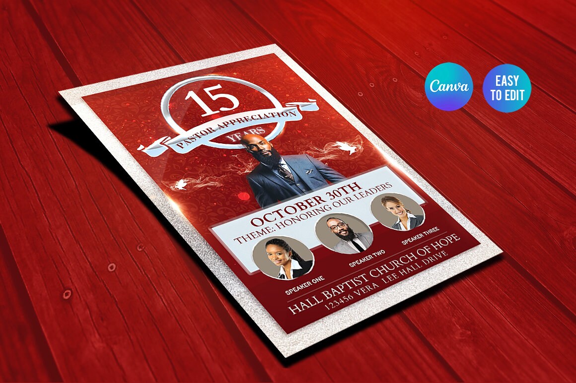 Editable Pastor Appreciation Church Flyer, DIY Canva Flyer Template ...