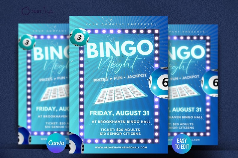 Bingo Flyer Template| Premium DIY Canva Design for Game Night, Bingo ...