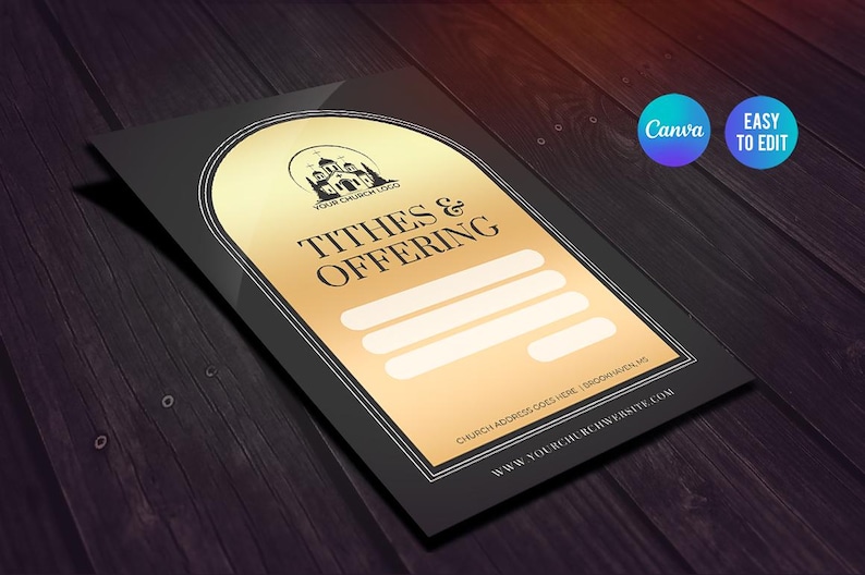 Editable Tithes and Offering Card, DIY Canva Flyer Template Design, Church Giving Form, Tithes ...