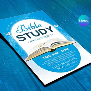Editable Bible Study Flyer, DIY Canva Flyer Template Design, Sunday ...