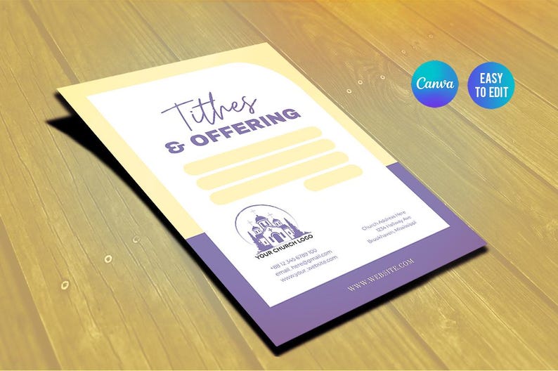 Editable Tithes and Offering Card, DIY Canva Flyer Template Design ...