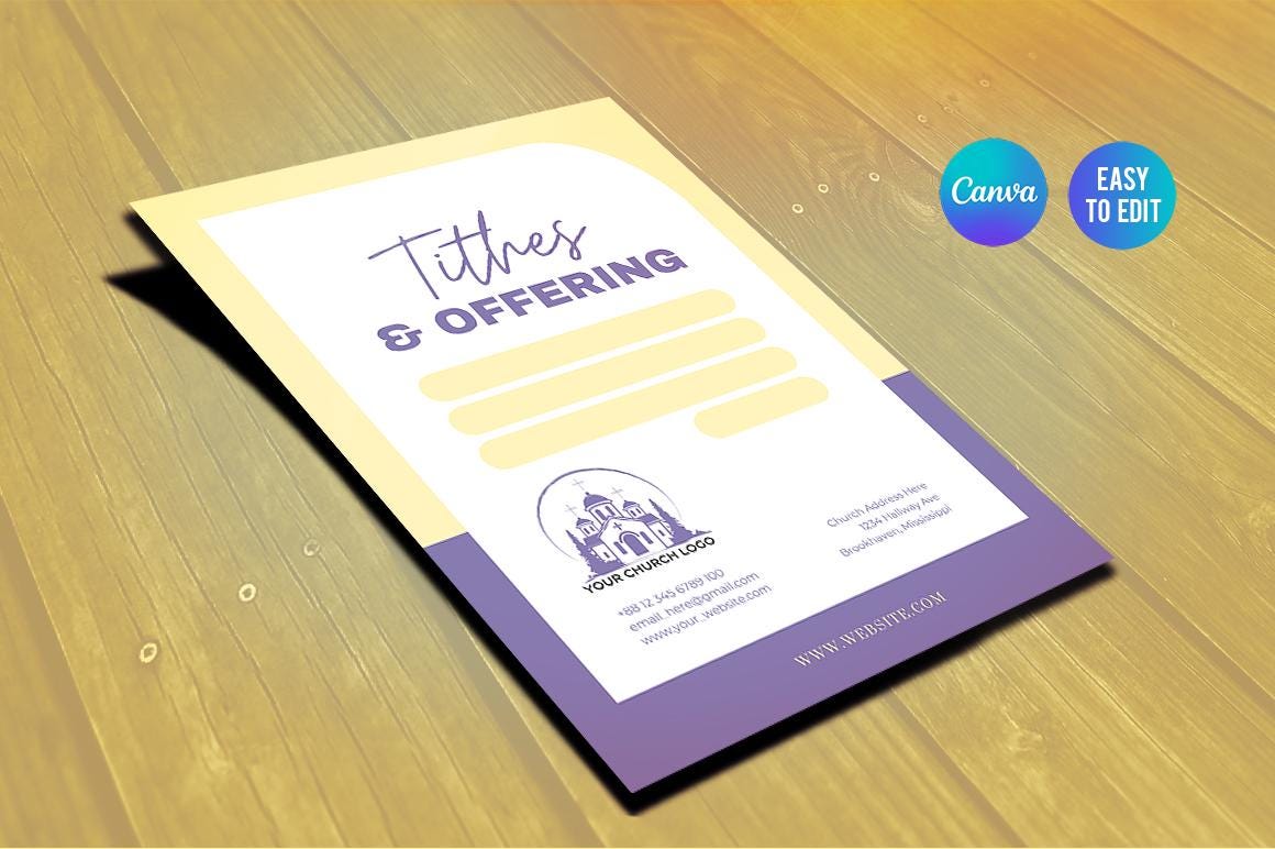 Editable Tithes and Offering Card, DIY Canva Flyer Template Design ...