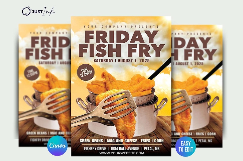 Fish Fry Fundraiser Flyer Template, DIY Canva Flyer Template Design ...
