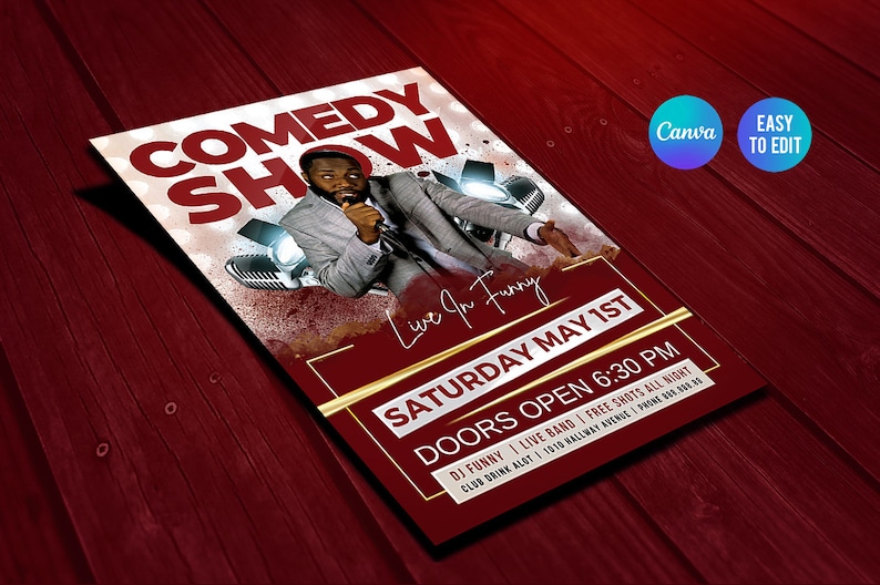 Comedy Show DIY Canva Flyer Premium DIY Canva Flyer Template Design ...
