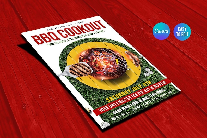 BBQ Cookout Flyer Template | Premium DIY Canva Design for Backyard ...