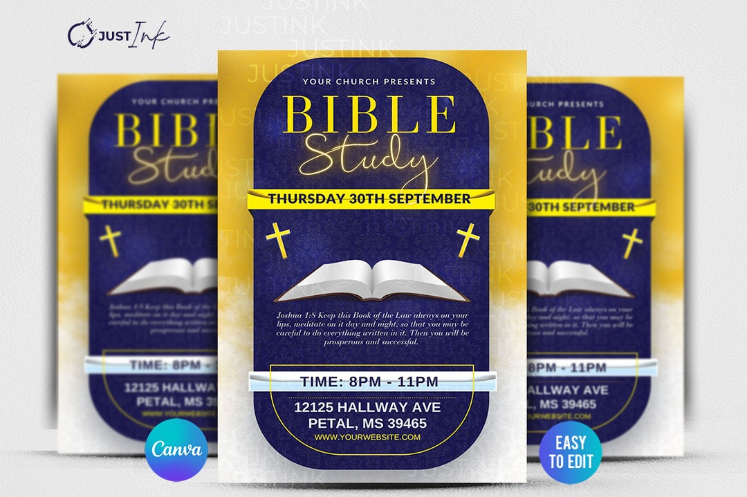 Editable Bible Study Flyer, DIY Canva Flyer Template Design, Sunday ...