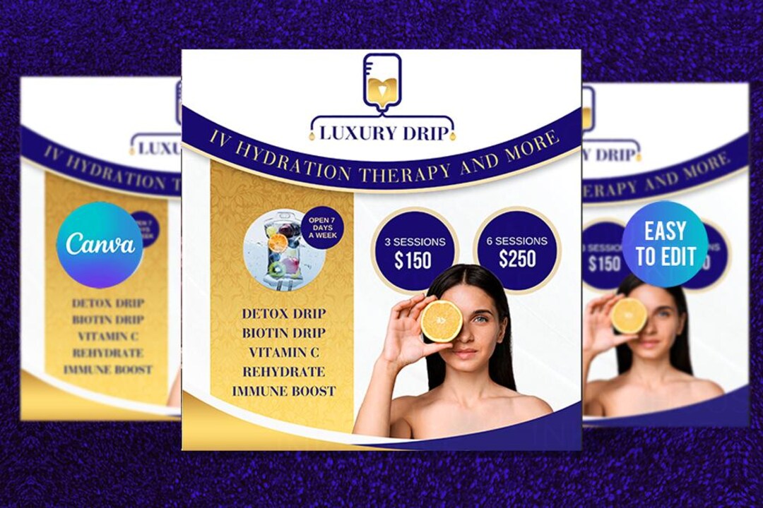 IV Hydration and Therapy Flyer Template, | DIY Canva Design Template ...