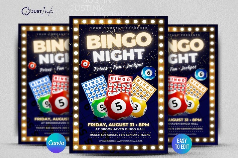 Bingo Night DIY Canva Flyer | Premium DIY Canva Flyer Template Design ...