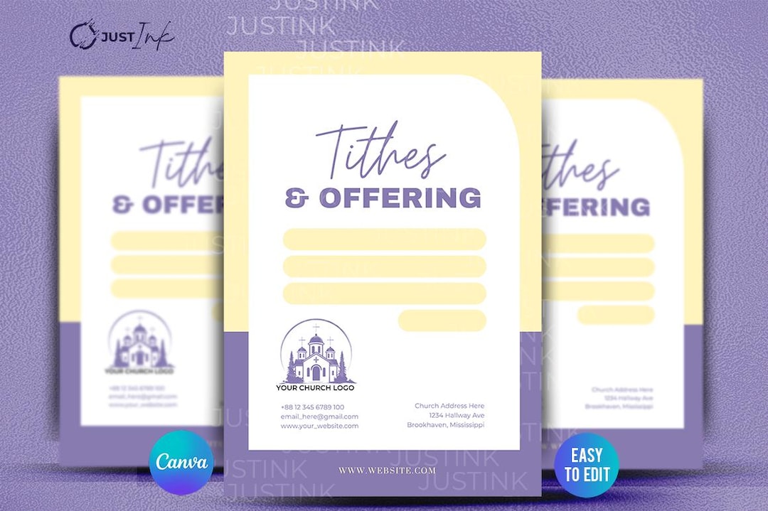 Editable Tithes and Offering Card, DIY Canva Flyer Template Design ...