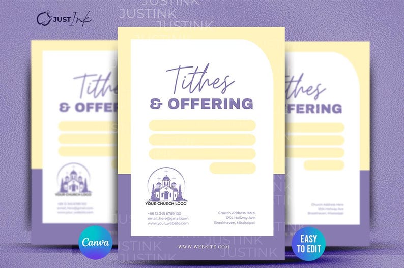 Editable Tithes and Offering Card, DIY Canva Flyer Template Design ...