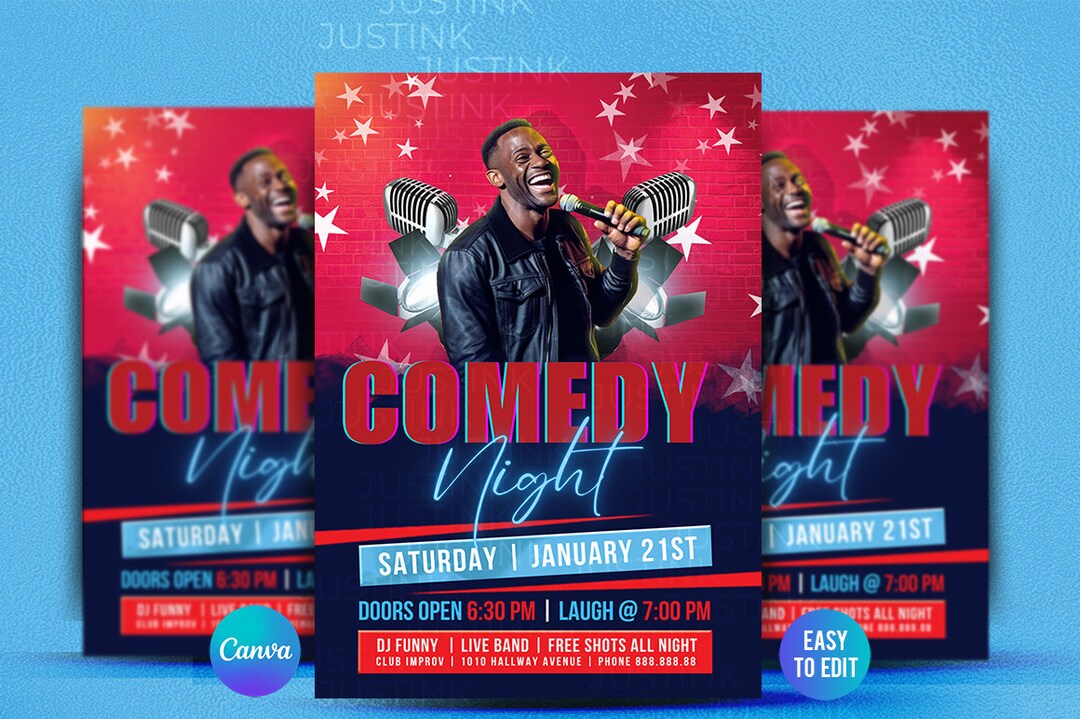 Comedy Show DIY Canva Flyer Premium DIY Canva Flyer Template Design ...