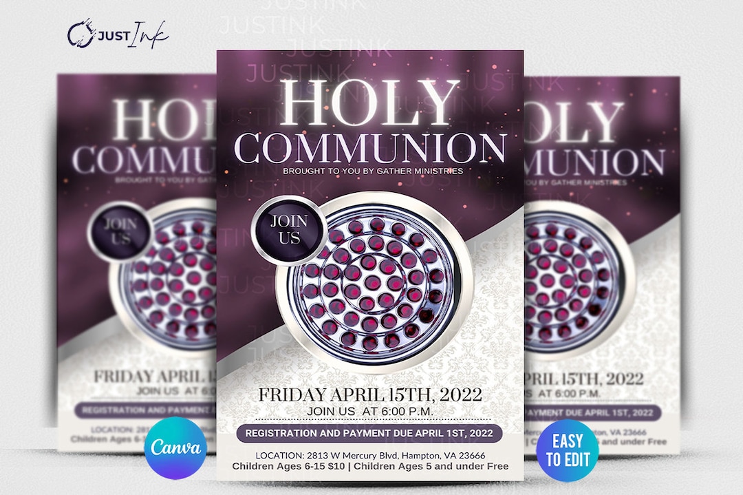 Editable Holy Communion Flyer, DIY Canva Flyer Template Design ...
