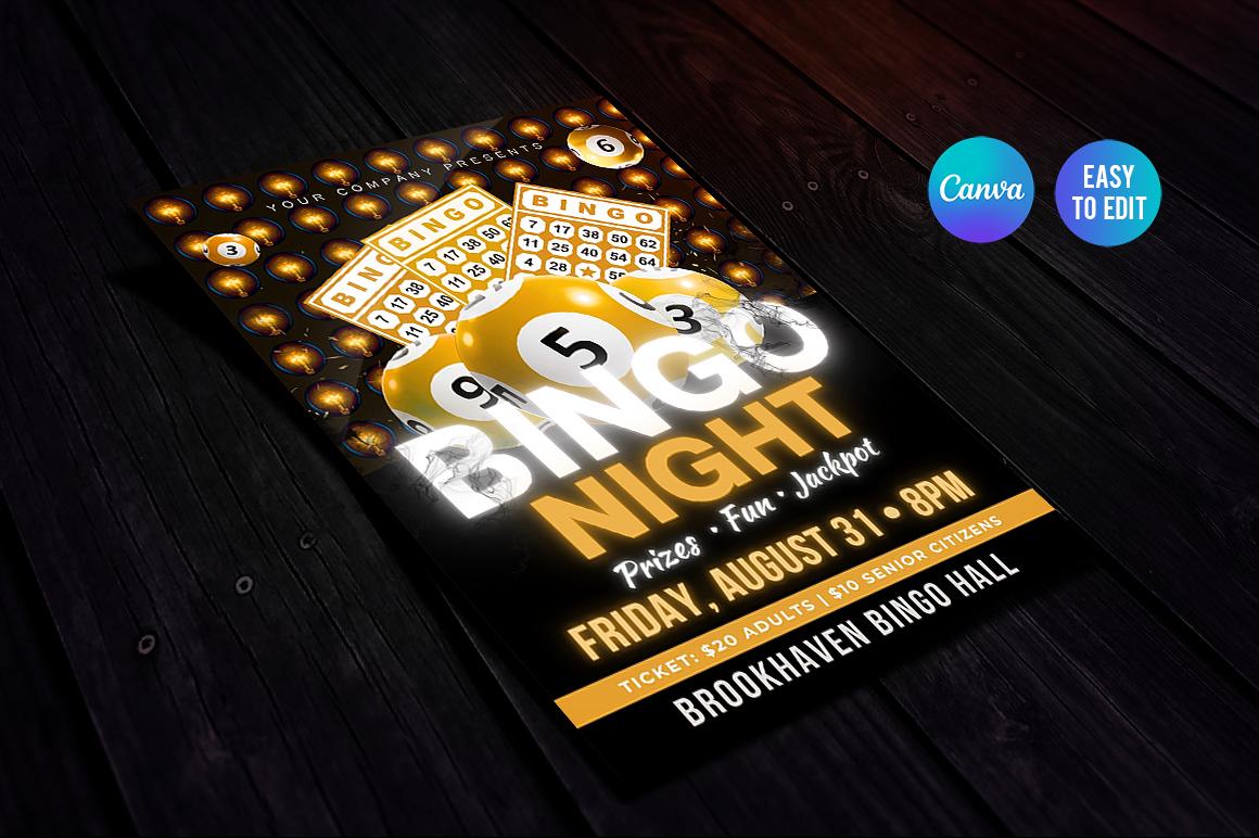 Bingo Night Flyer Template | DIY Canva Design for Fundraiser, Party ...